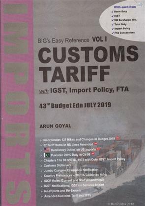 Big'S Easy Reference Customs Tariff With Igst, Import Policy, Fta Vol I ...