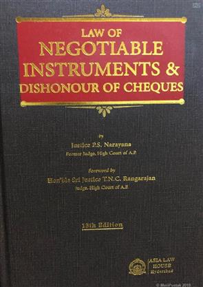 Law of Negotiable Instruments and Dishonour of Cheques, Negotiable ...