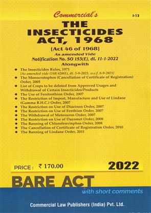 The Insecticides Act 1968 (2022), BARE ACTS Books, Commercial Law ...